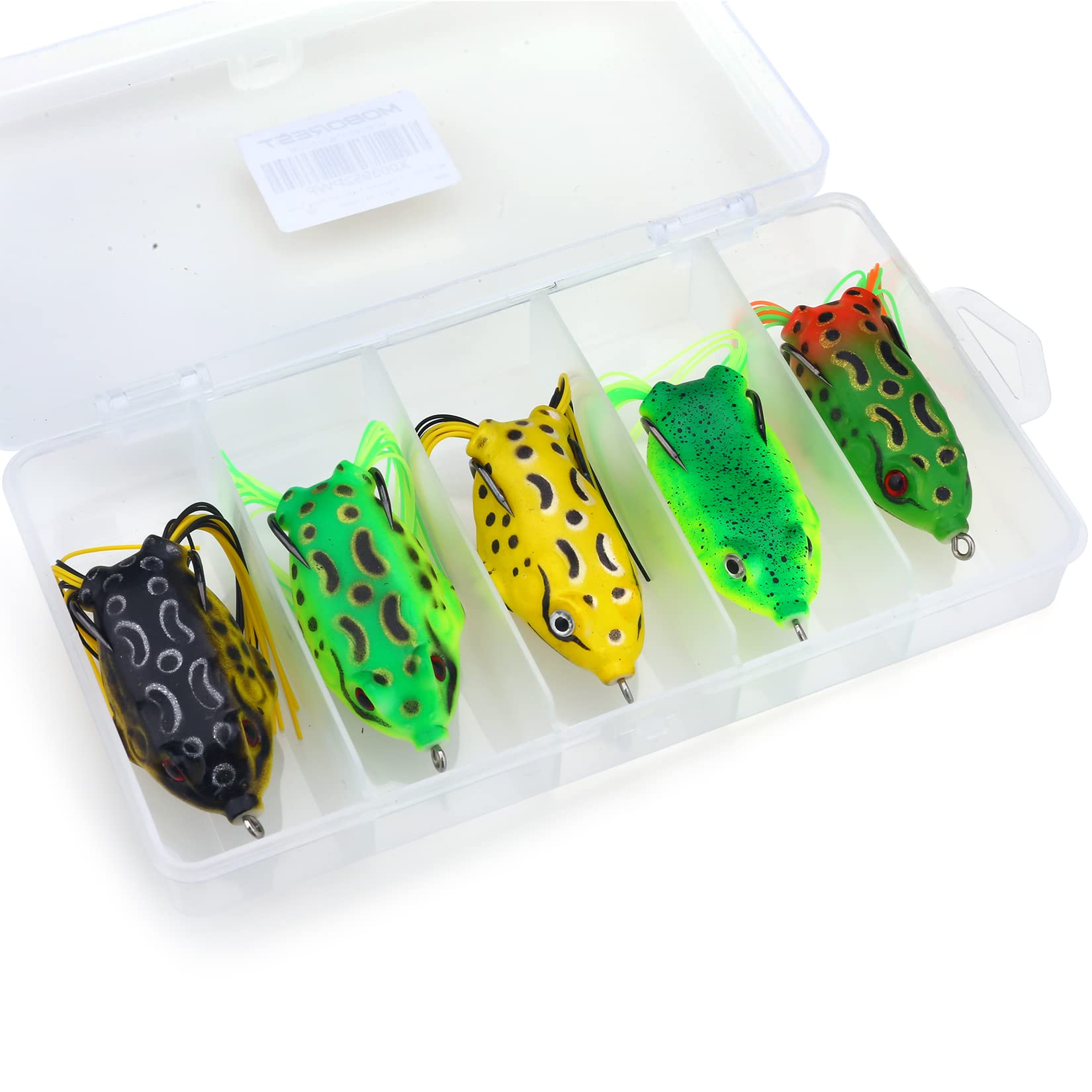 MOBOREST Topwater Frog Lure Bass Trout Fishing Lures Kit Set Realistic Prop Frog Soft Swimbait Floating Bait with Weedless Hooks for Freshwater Saltwater