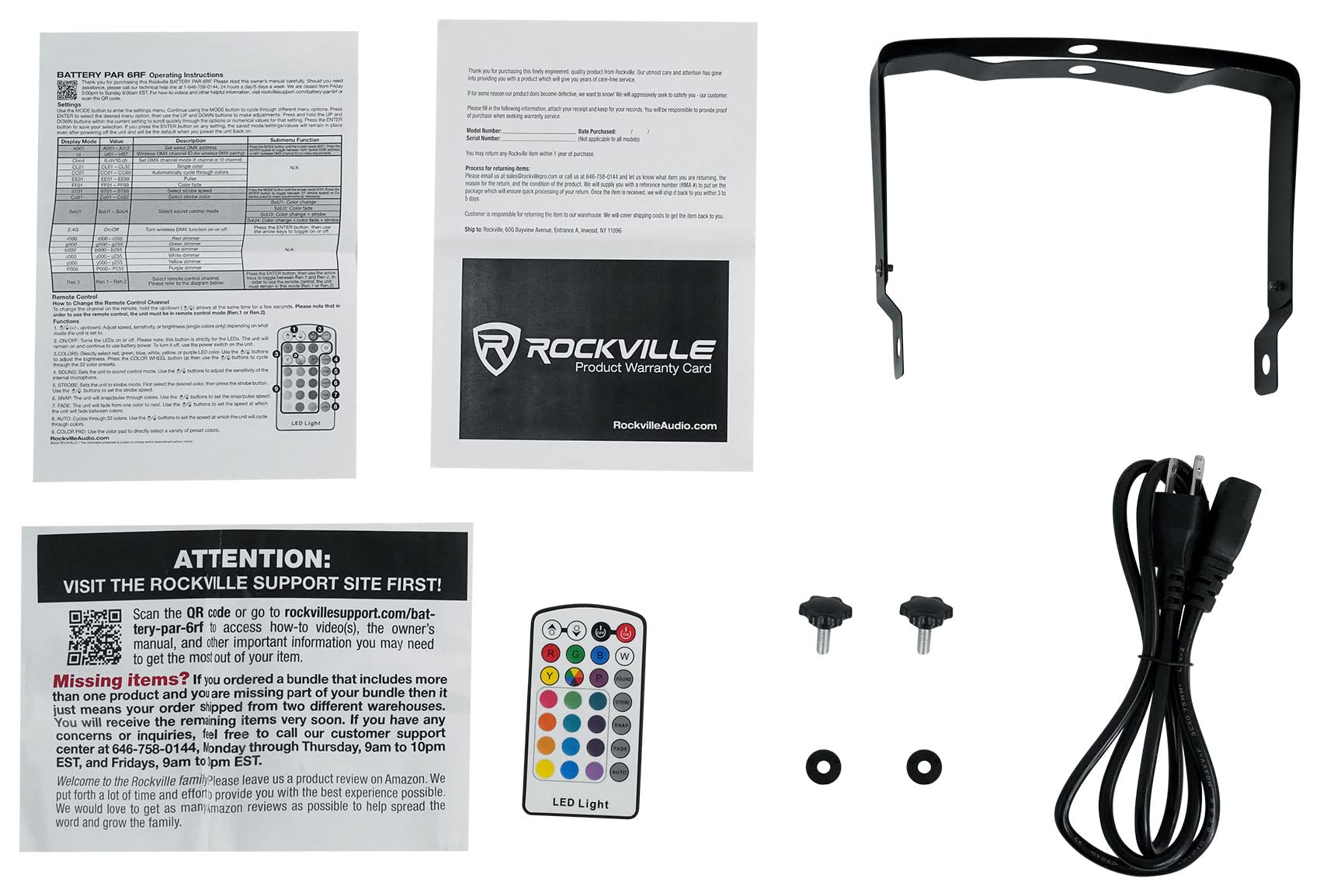 (2) Rockville Battery PAR 6RF Rechargeable Wireless DMX Lights+RF Remotes+Bag