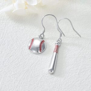 Baseball Earrings for Women Sterling Silver Baseball Bat Earrings Sport Lover Jewelry Gifts for Women Baseball Player