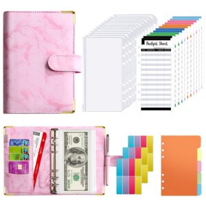 soomeet budget binder, 54pcs budget binder with zipper envelopes, cash envelopes for budgeting, money organizer for cash, a6 budget planner with cash envelopes, pink