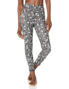 dkny womens tummy control workout yoga leggings, black/white, large us