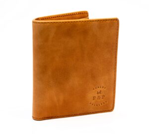 fables & folklore bifold leather wallet for men, slim design, rfid protection, cards and cash section, model: steinbeck no. 1