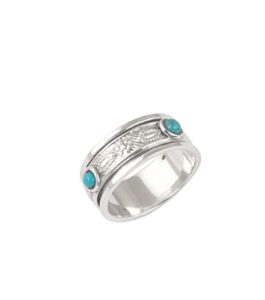 turquoise spinner meditation ring sterling silver handmade round turquoise ring fidget spinner (8)