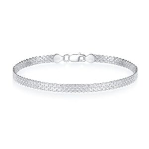 brijewnes silver bracelets for women 925 sterling silver bracelets for women 4.5mm mesh link chain bracelet for women solid silver chain bracelets for women 8 inches silver bracelet jewelry for women