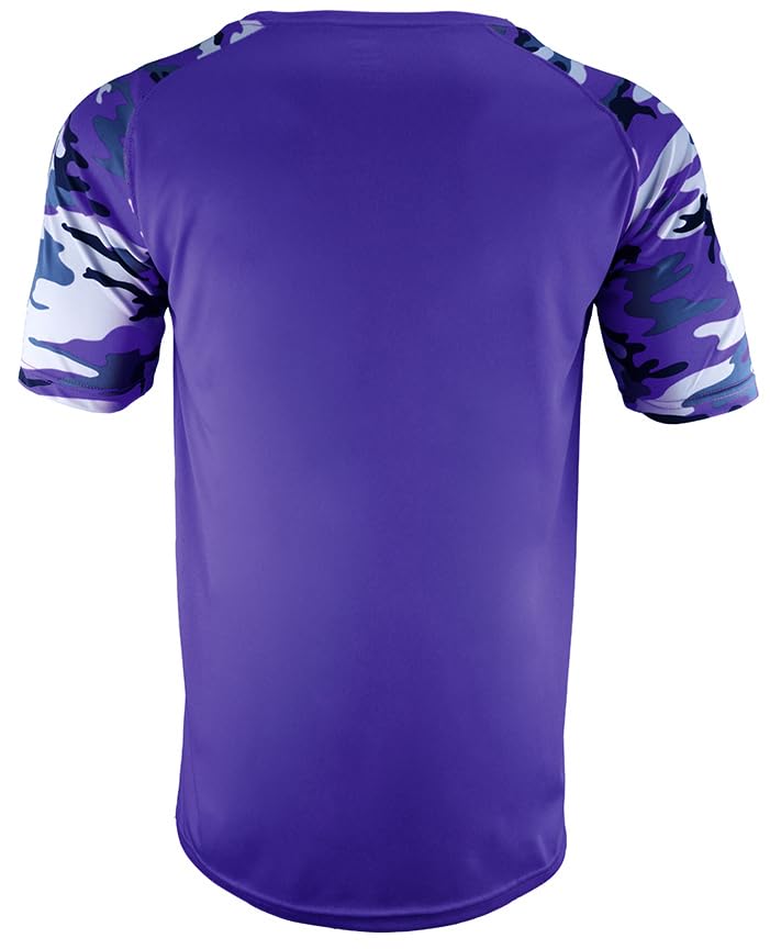 Epic Adult Cool Performance Camo Sleeve Tee Shirt (13- Colors Avaliable) Purple M