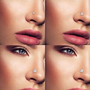 Vsnnsns 20G Threadless Push in Nose Rings for Women Men 316L Surgical Stainless Steel L Shaped Nose Studs Screw Bone Nose Rings Piercings 20 Gauge Nostril Piercing Nose Studs Jewelry Diamond CZ 2mm