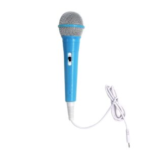 jianwei wired microphone for kids, kids wired dynamic singing mechine lightweight 3.5mm jack handheld dynamic microphone for kids singing(blue)