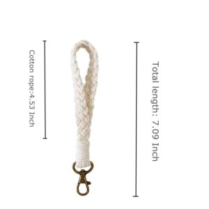 Poagoep Macrame Boho Keychain Bracelet Handmade Wristlet Keychain Keyring Holder Wrist Lanyard for Women（3）