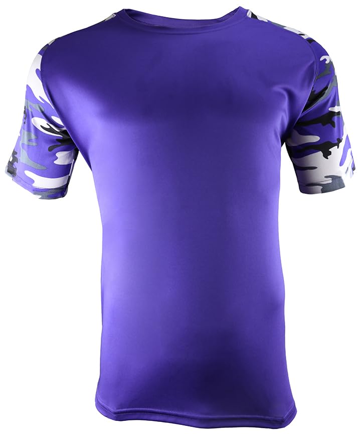 Epic Adult Cool Performance Camo Sleeve Tee Shirt (13- Colors Avaliable) Purple M