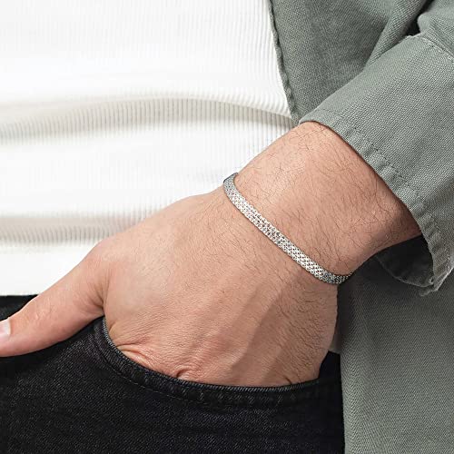 BRIJEWNES Silver Bracelets for Women 925 Sterling Silver Bracelets for Women 4.5mm Mesh Link Chain Bracelet for Women Solid Silver Chain Bracelets for Women 8 Inches Silver Bracelet Jewelry for Women