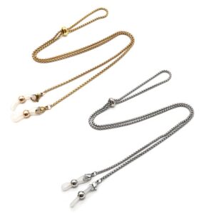 decker metal glasses chain for women gold and silver eyeglasses holder 2 pcs pack women’s eyeglass chain eyewear retainer eyeglasses holder around neck