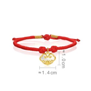 CHOW SANG SANG Cultural Blessings 999 24K Solid Gold Mother of Pearl Ruyi Lock with Red Thread Blessing Bracelet for Women 92033B | 8.6 Inches, (22 CM)