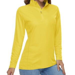 CRYSULLY Women's UPF 50+ Long Sleeve 1/4 Zip Lightweight Pullover Hiking Workout Tops Yellow