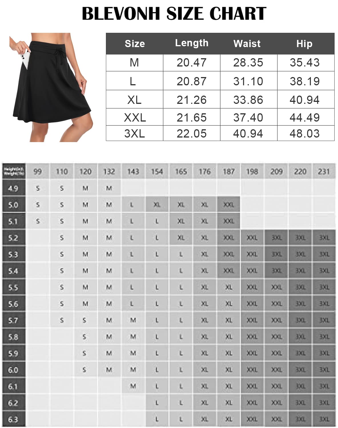 BLEVONH Skirts for Women Knee Length, Womens Golf Skirt 20" Athletic Skorts Skirts Drawstring High Waisted Summer Tennis Skirts with Pockets Violet L