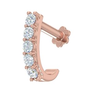 finerock 0.14 carat diamond nose pin in 18k rose gold