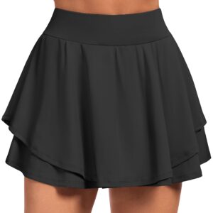 IUGA Tennis Skirts for Women with Pockets Shorts Athletic Golf Skorts Skirts for Women High Waisted Running Workout Skorts Black