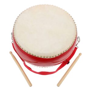 eringogo 9 inch chinese drum, kids hand drum wooden drum with carry strap and drum sticks, traditional chinese percussion instrument for lion dance, rhythm