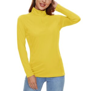 CRYSULLY Women's UPF 50+ Long Sleeve 1/4 Zip Lightweight Pullover Hiking Workout Tops Yellow