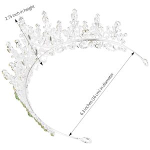 CURASA Green Crown Princess for Women Elegant Tiaras for Women Crystal Crown with Comb Gorgeous Hair Accessories for Women Birthday Party Halloween Wedding Prom