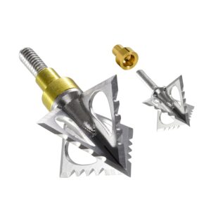 geordn one-piece hunting broadheads fixed blades 100 grains 125 grains 2 cutting diameters arrow tips archery hunting head (100/125 grains-silver 3 pk)