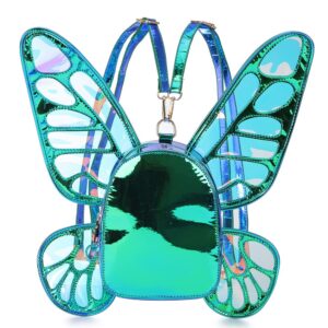 enjoinin women's laser holographic backpack butterfly angel wings casual daypack shoulder bag