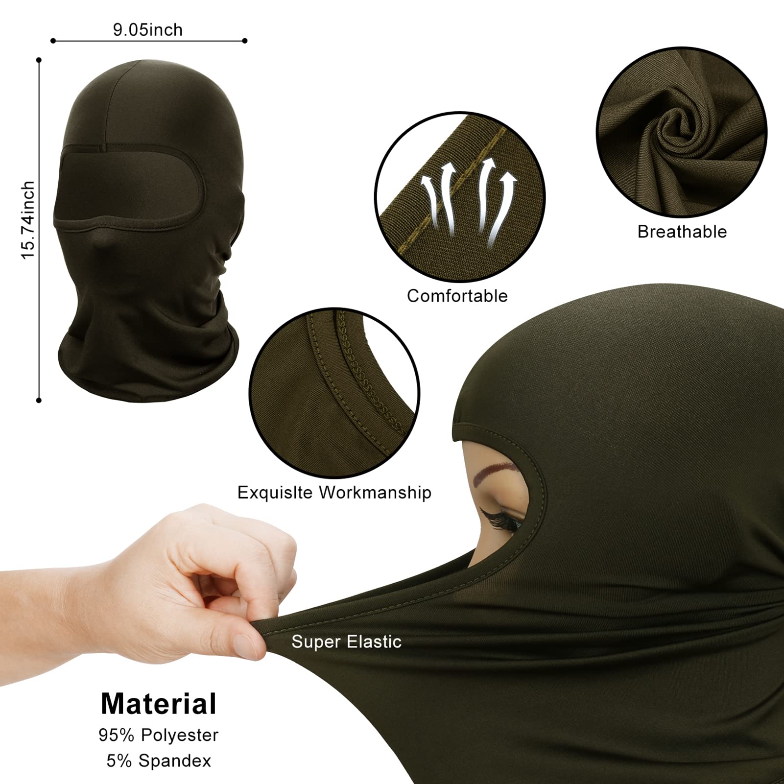 4 Pcs Balaclava Face Ski Mask : Full Face Cover Hood Shiesty Masks for Men Women Black