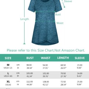 Kimmery Plus Size Tops for Women Workout Tops for Women Casual Summer Tops for Women 2024 Plus Size Top Ocean Blue Shirts 3XL