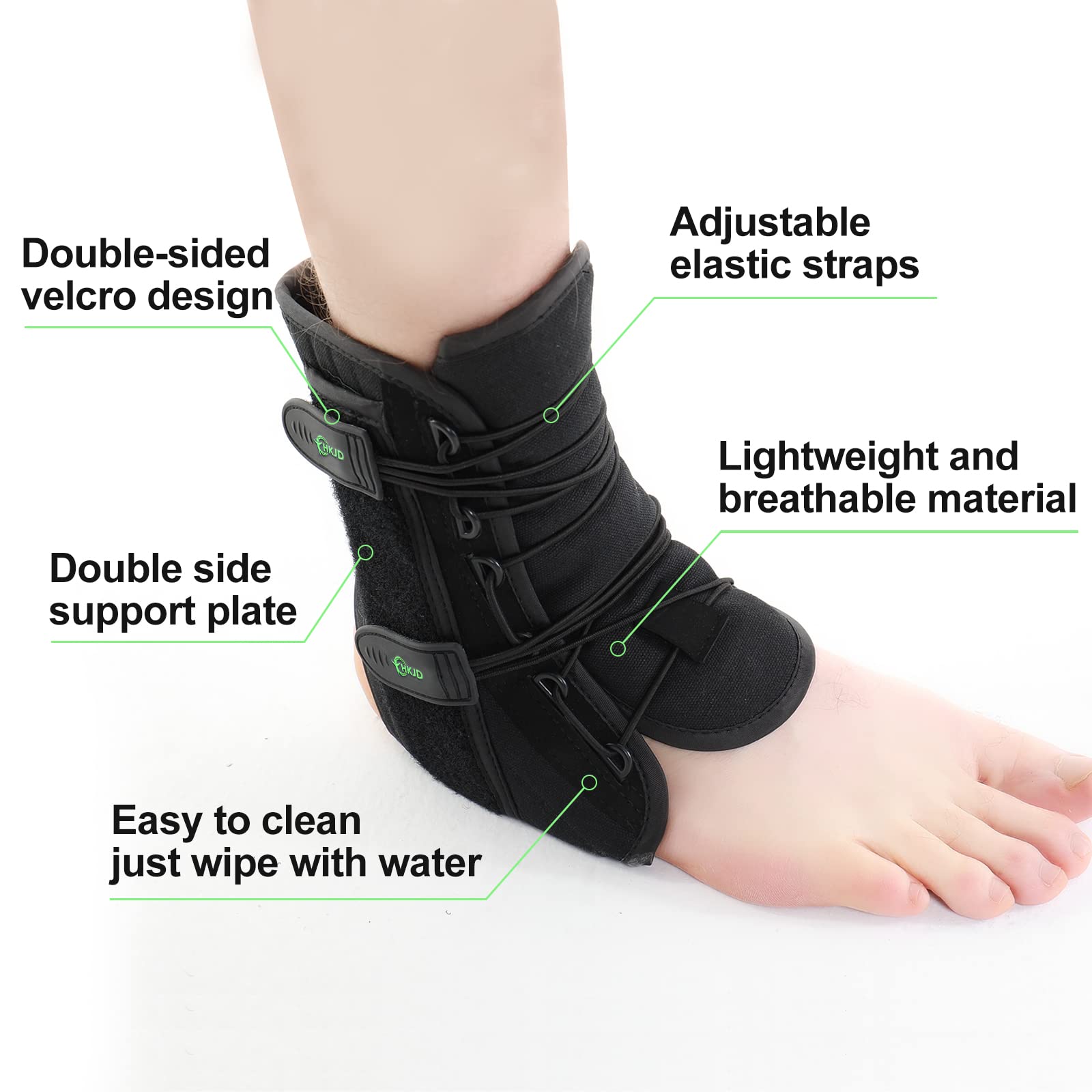 HKJD Lace Up Ankle Brace - Adjustable Ankle Stabilizer for Men & Women - Sprain Rolled Immobilizer Wrap Guard for Sprained Ankle,Ligament and Tendon Issue, Ankle Injury Recovery, Prevent Re-Injury