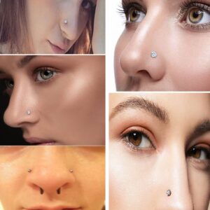 Vsnnsns 20G Threadless Push in Nose Rings for Women Men 316L Surgical Stainless Steel L Shaped Nose Studs Screw Bone Nose Rings Piercings 20 Gauge Nostril Piercing Nose Studs Jewelry 2.5mm CZ Silver