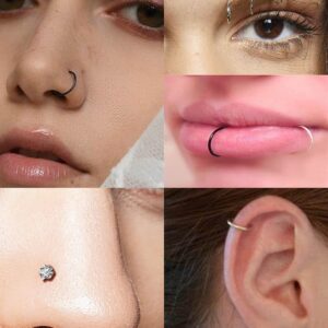 Vsnnsns 18G Threadless Push in Nose Rings for Women Men 316L Surgical Stainless Steel L Shaped Nose Studs Screw Bone Nose Rings Hoops Piercings 18 Gauge Nostril Piercing Nose Studs Jewelry 2mm CZ