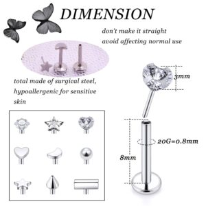 Vsnnsns 20G Threadless Push in Nose Rings for Women Men 316L Surgical Stainless Steel L Shaped Nose Studs Screw Bone Nose Rings Piercings 20 Gauge Nostril Piercing Nose Studs Jewelry 2.5mm CZ Silver