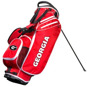 team golf ncaa georgia birdie stand golf bag, lightweight, 14-way club divider, spring action stand, insulated cooler pocket, velcro glove and umbrella holder & padded handles