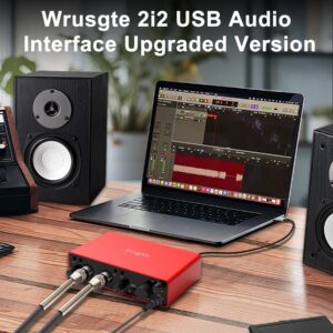 Wrugste Audio Interface for Recording Podcasting and Streaming Ultra-low Latency Plug&Play Noise-Free XLR Audio Interface(24Bit/192kHz)+48V Phantom Power for PC