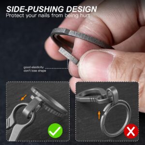 FEGVE Key Ring, Titanium Side Pushing Key Rings Keychain Rings Small Split Keyrings for Men (Grey-8pcs)