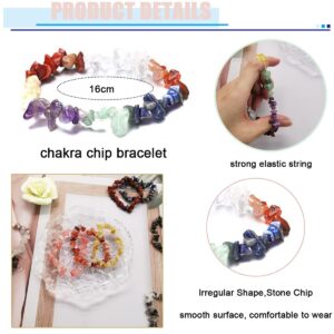 FINZOR 20Pcs Gemstone Bracelets Chakra Crystal Irregular Chips Beads Stretch Bracelets for Women Align Chakras/Conquer Fear/Increase Communication Reiki