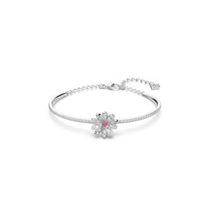 swarovski eternal flower bangle, flower, pink, mixed metal finish