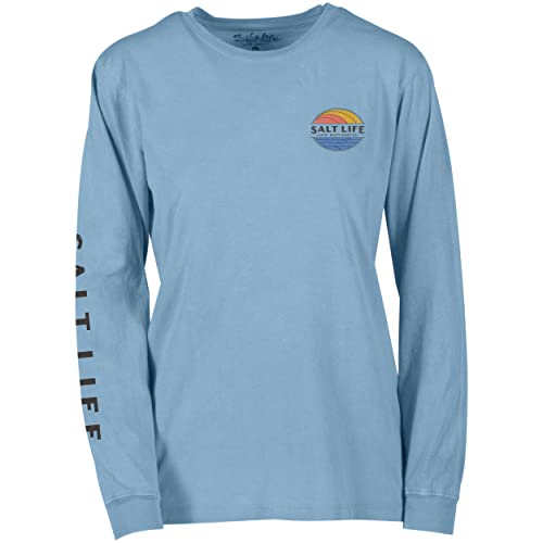 Salt Life Vintage Rays Long Sleeve Boyfriend Tee T Shirt, Atlantic Blue, X-Large US