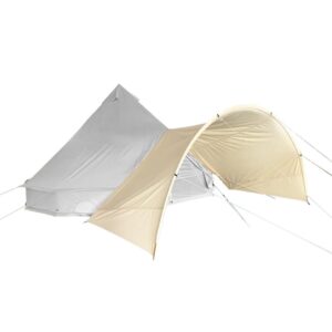 unistrengh bell tent awning canopy outdoor tent sunshade tarp for camping hiking beach travel party beige 3m/4m/5m/6m tent accessory (round awning for 4m/5m/6m)