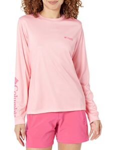 columbia women's tidal tee pfg palapa palms long sleeve, pink pop/palapa palms, medium