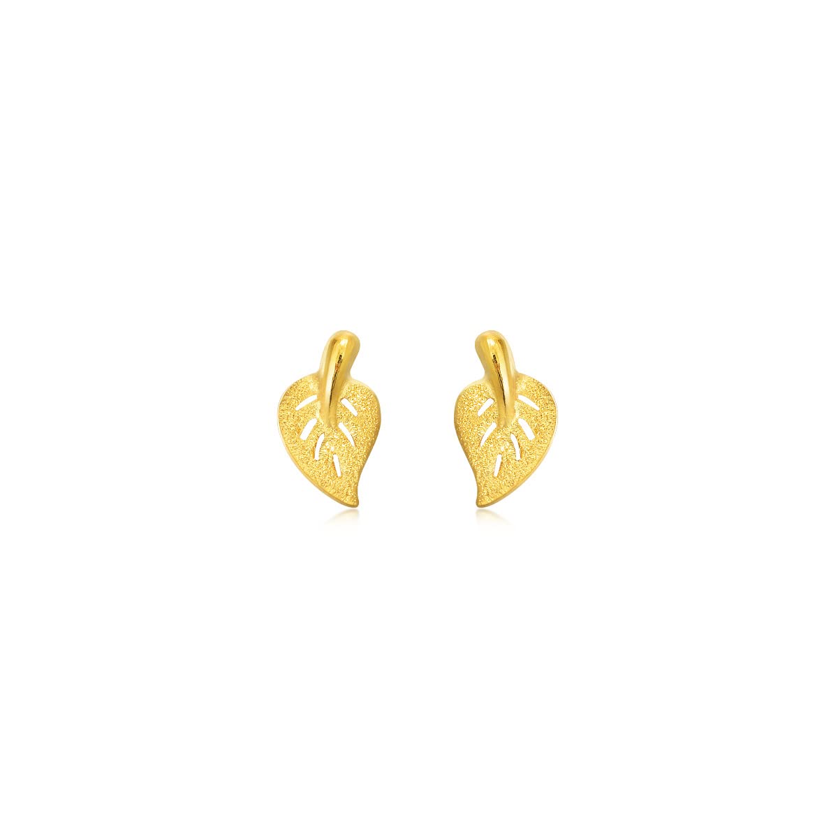 CHOW SANG SANG 999.9 24K Solid Gold Leaf Stud Earrings for Women 68725E