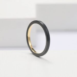 Phyonio 2mm Tungsten Carbide Ring for Women Tungsten Wedding Ring Black Thin Engagement Propose Promise Ring Comfort Fit Size 8