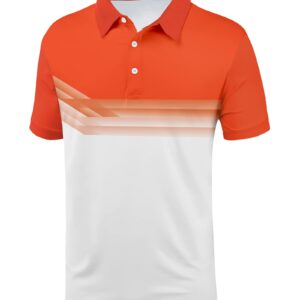 V VALANCH Mens Polo Shirts Short Sleeve Moisture Wicking Golf Tennis Polo Casual Shirts Orange,XL