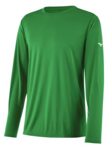 mizuno men's standard nxt long sleeve tee, kelly green, medium