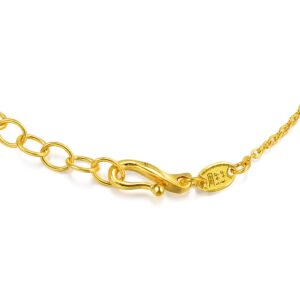 CHOW SANG SANG 999.9 24K Solid Gold Price-by-Weight 6.36g Gold Sweet Message 'I MISS YOU' Bracelet for Women 84310B | 7.4", (19 CM)