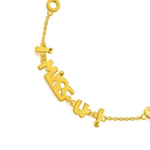 CHOW SANG SANG 999.9 24K Solid Gold Price-by-Weight 6.36g Gold Sweet Message 'I MISS YOU' Bracelet for Women 84310B | 7.4", (19 CM)