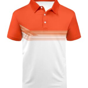 V VALANCH Mens Polo Shirts Short Sleeve Moisture Wicking Golf Tennis Polo Casual Shirts Orange,XL