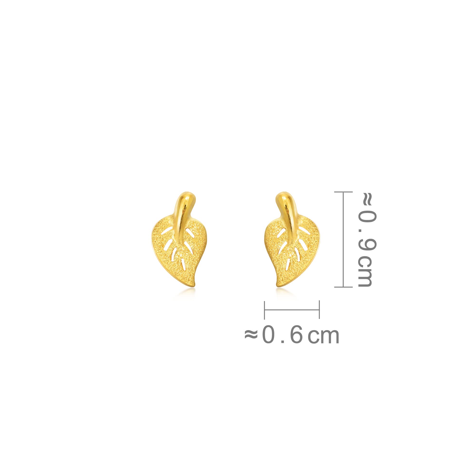 CHOW SANG SANG 999.9 24K Solid Gold Leaf Stud Earrings for Women 68725E