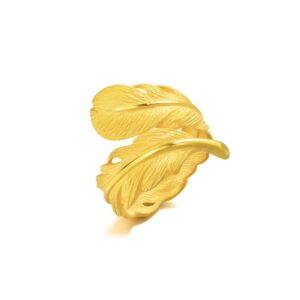 chow sang sang 999.9 24k solid gold price-by-weight 8.42g gold feather ring for women 86820r | our size 11 / us 5.25