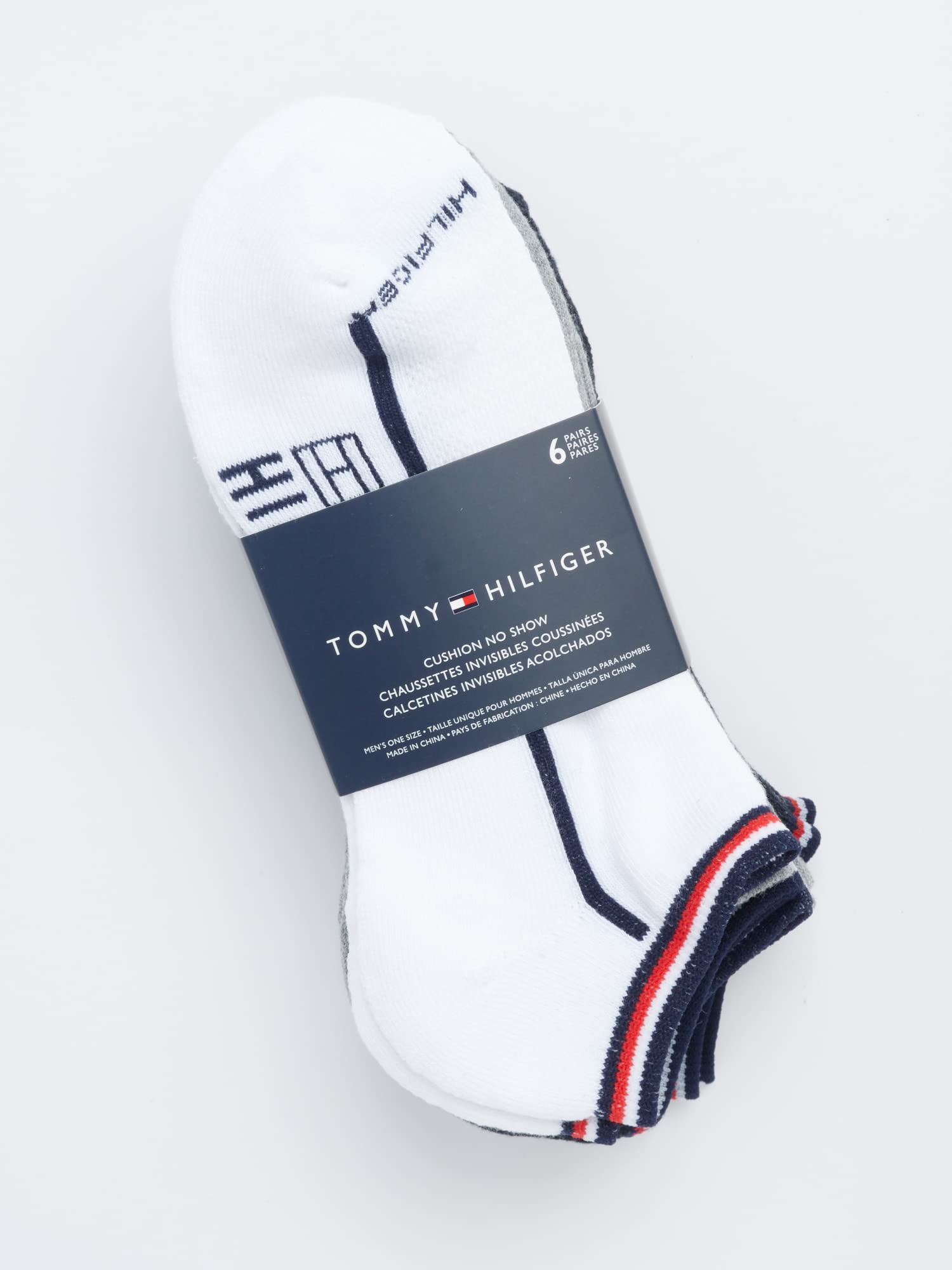 Tommy Hilfiger Men's Athletic Socks - Cushion Low Cut Socks (6 Pack), Size 7-12, Assorted White