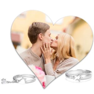 2 Pcs Hollow Star Couple Fashion Meteor Ring Opening Adjustable Ring Promise Ring Friends Couple Gift Jewelry (Silver)